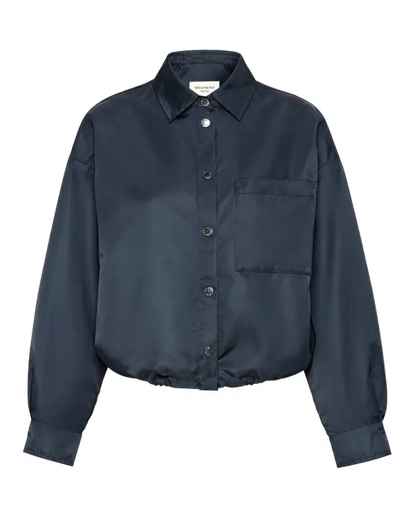 Max Mara Oversized Satin Shirt Jacket - Blu