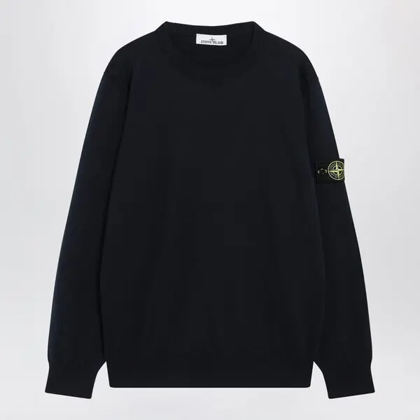 Stone Island Cotton Crew-neck Sweater With Compass Logo Label - Blue