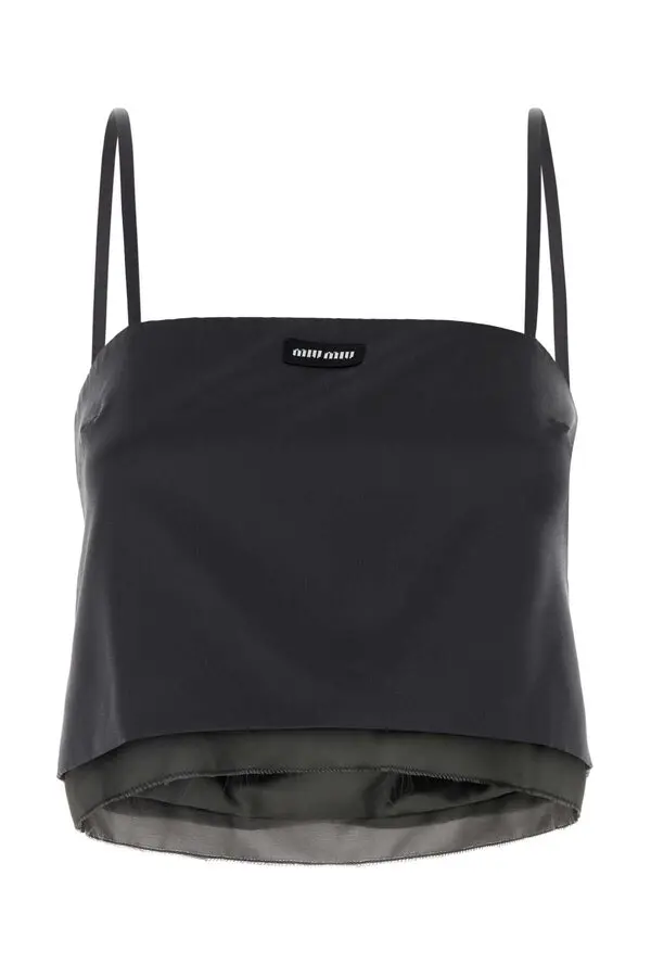 Miu Miu Sleek Wrap-style Cropped Top - Piombo