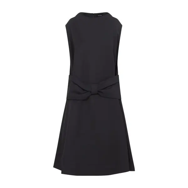 Simone Rocha Boxy Peplum Bow Detail Midi Dress - Black