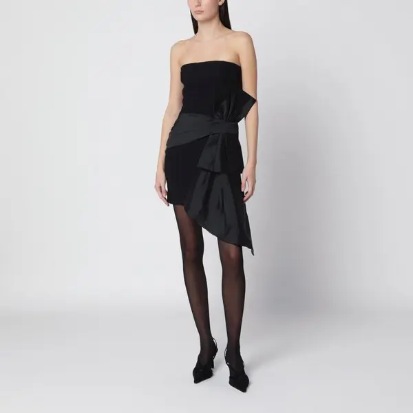 ROTATE BY BIRGER CHRISTENSEN Bow Bustier Mini Dress - Black