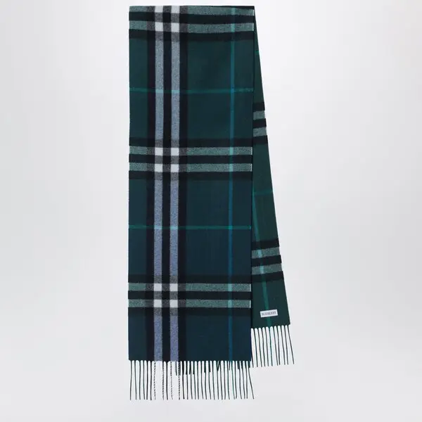 Burberry Cashmere Scarf With Shaded Check - Blue
