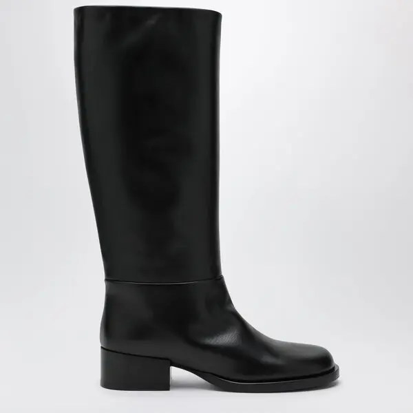 Dear Frances Dante Wide-calf Knee-high Leather Boot - Black