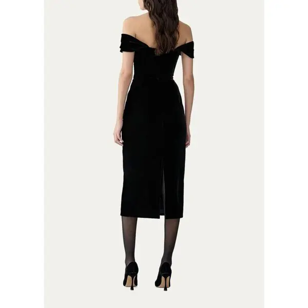 Carolina Herrera Velvet Off-shoulder Midi Dress
