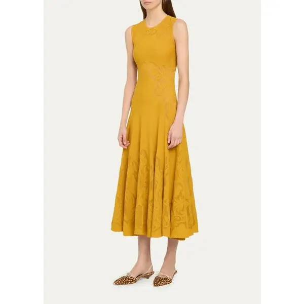 Ulla Johnson Corinthia Tonal-jacquard Knit Midi Dress