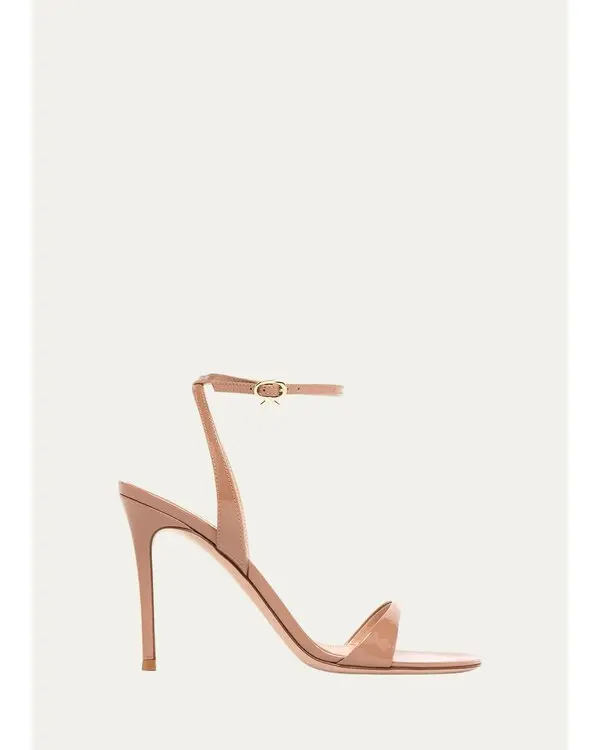 GIANVITO ROSSI 95mm Patent Leather Ankle-strap Sandals - Praline