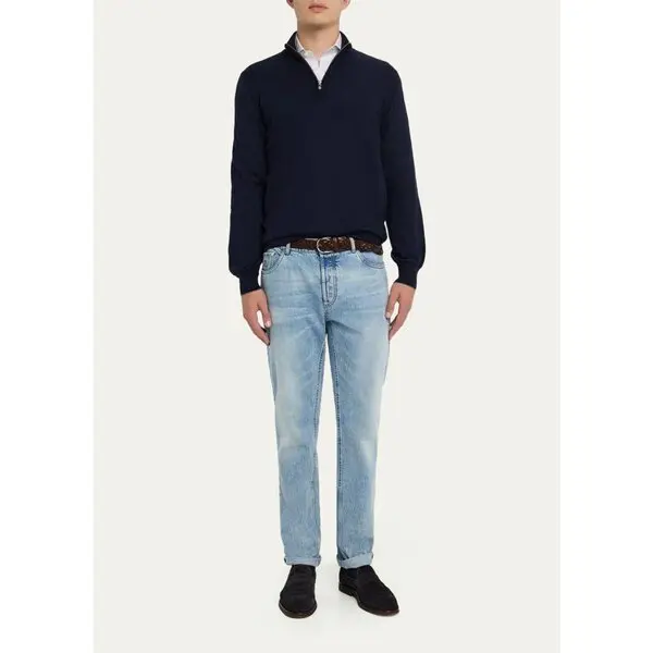 Brunello Cucinelli Wool-cashmere Half Zip Pullover Sweater