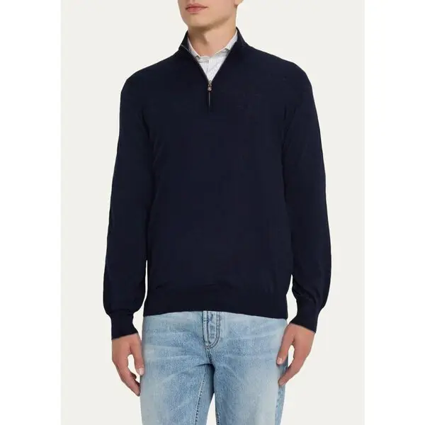 Brunello Cucinelli Wool-cashmere Half Zip Pullover Sweater