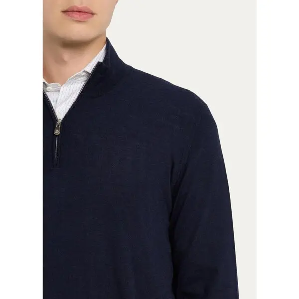 Brunello Cucinelli Wool-cashmere Half Zip Pullover Sweater