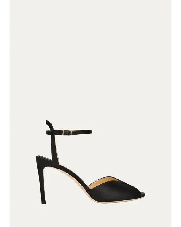 JIMMY CHOO Sacora 85 Satin Ankle-strap Sandals - Black