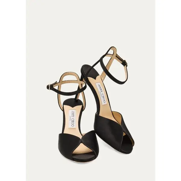 JIMMY CHOO Sacora 85 Satin Ankle-strap Sandals