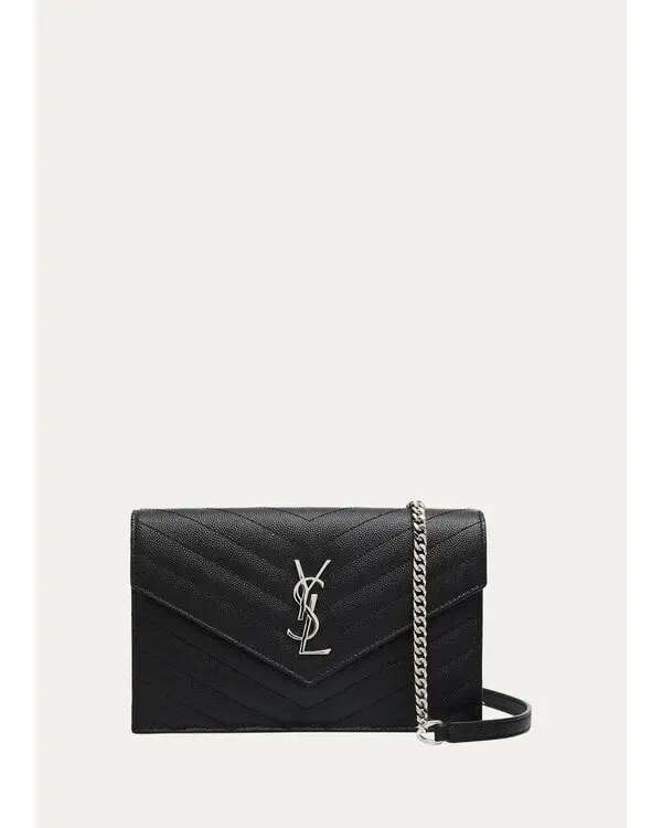 Saint Laurent Quilted Pebbled Leather Crossbody Bag - Black