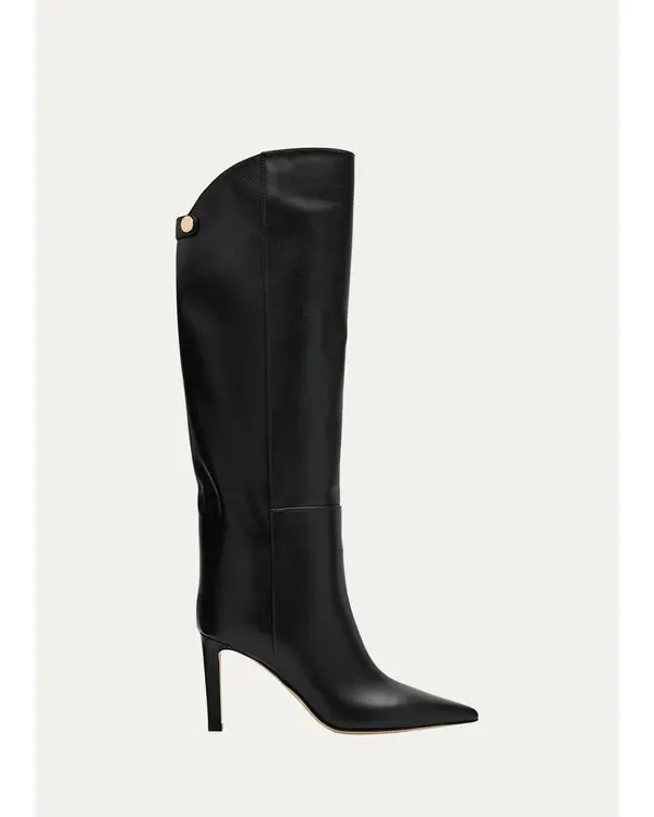 JIMMY CHOO Alizze 85 Leather Knee-high Boots - Black