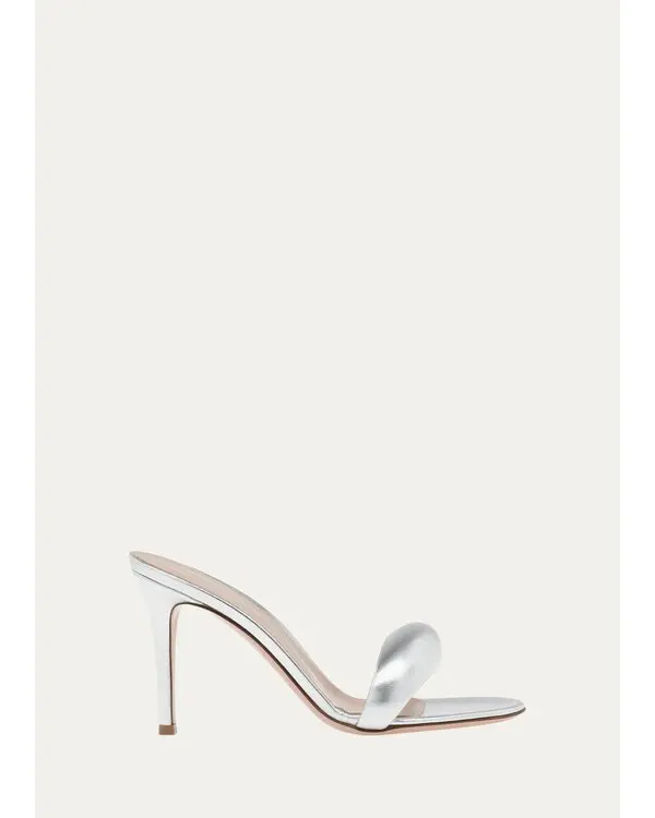 GIANVITO ROSSI Bijoux 85mm Leather Mules - Silver