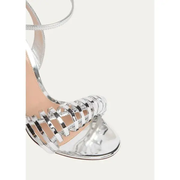 GIANVITO ROSSI 105mm Metallic Leather Caged Loop Sandals