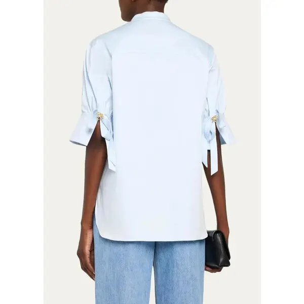 Oscar De La Renta Short-sleeve Cotton Poplin Button-down Shirt