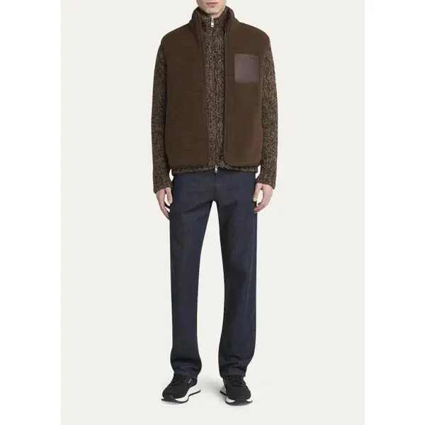 Moncler Leather-pocket Teddy Vest