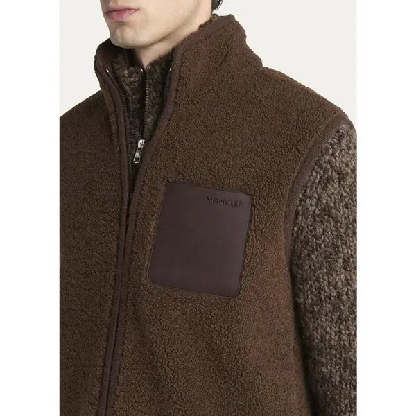 Moncler Leather-pocket Teddy Vest