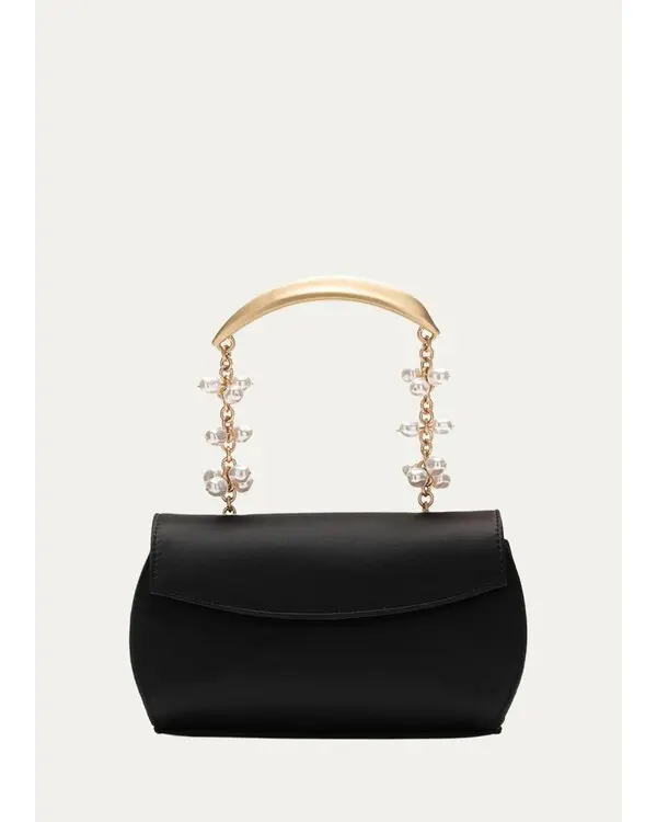 Cult Gaia Fiona Pearly-embellished Satin Top-handle Bag