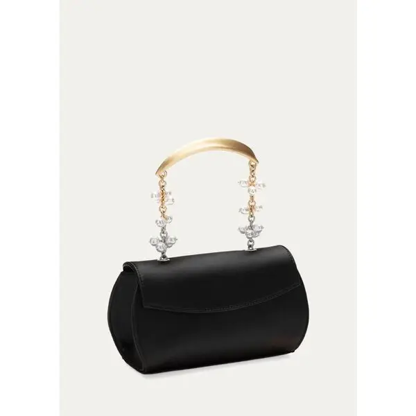 Cult Gaia Fiona Pearly-embellished Satin Top-handle Bag