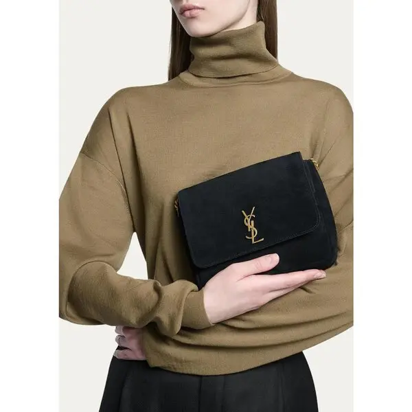 Saint Laurent Kate Flap Shoulder Bag In Suede