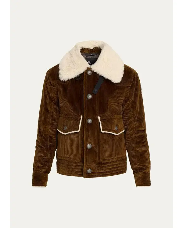 Moncler Givrand Virgin Wool Shearling-collar Down Jacket - Brown