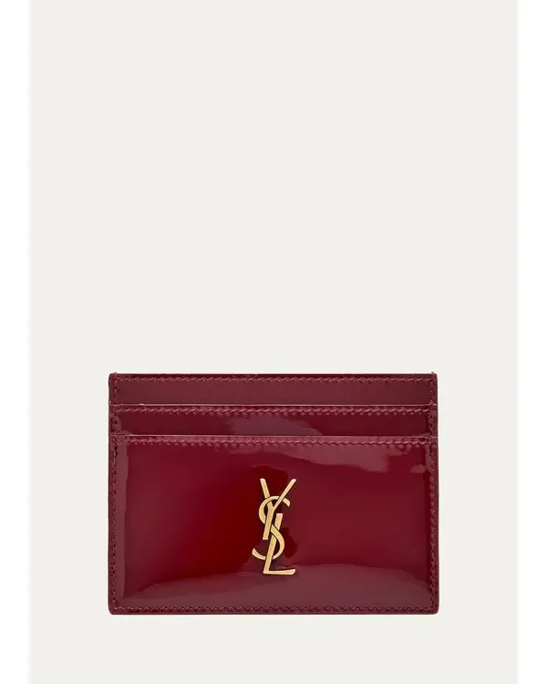 Saint Laurent Cassandre Logo Quilted Leather Card Case - Grenade