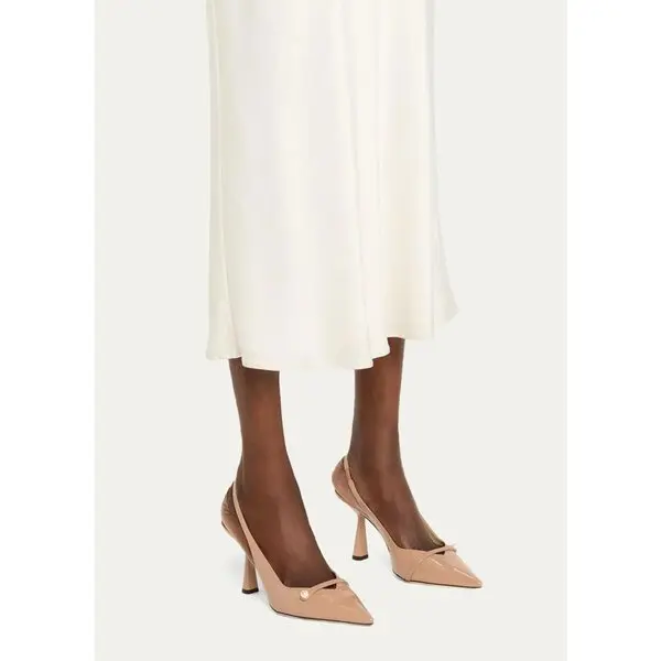 JIMMY CHOO Amita 85 Patent Leather Slingback Pumps