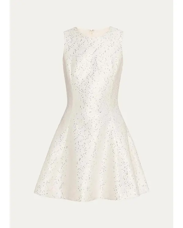 Oscar De La Renta Sleeveless Sequined Tweed Mini Dress - Ivory