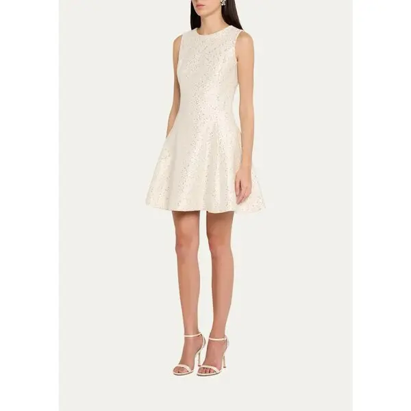 Oscar De La Renta Sleeveless Sequined Tweed Mini Dress