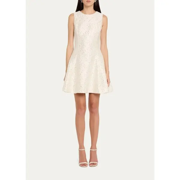 Oscar De La Renta Sleeveless Sequined Tweed Mini Dress
