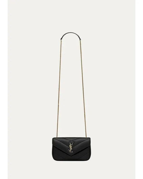 Saint Laurent Loulou Mini Quilted Crossbody Bag - Black
