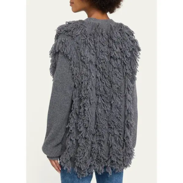 LISA YANG Soreia Cashmere Fringe V-neck Cardigan