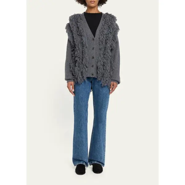 LISA YANG Soreia Cashmere Fringe V-neck Cardigan