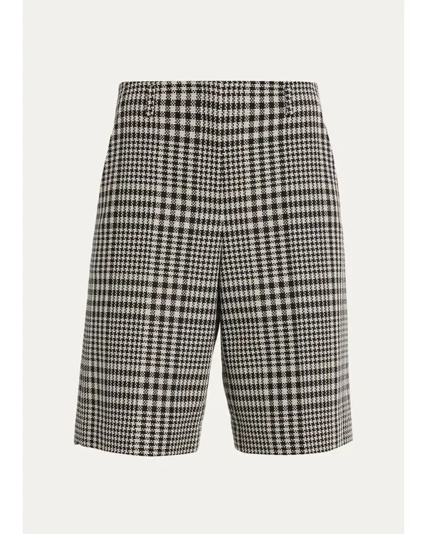 Lafayette 148 New York Clark Plaid Wide-leg Shorts - Black Multi