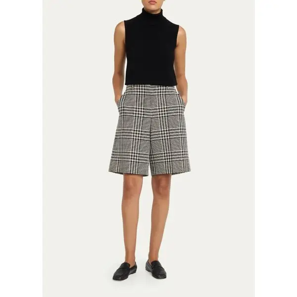 Lafayette 148 New York Clark Plaid Wide-leg Shorts