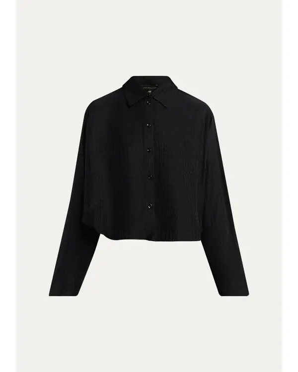 Kiki De Montparnasse Say My Name Cropped Silk Lounge Shirt