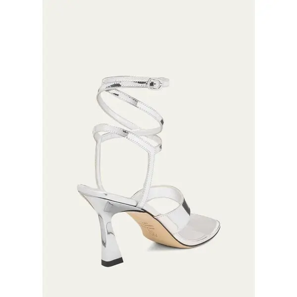 STUART WEITZMAN 85mm Vinnie Metallic Leather Wrap Thong Sandals