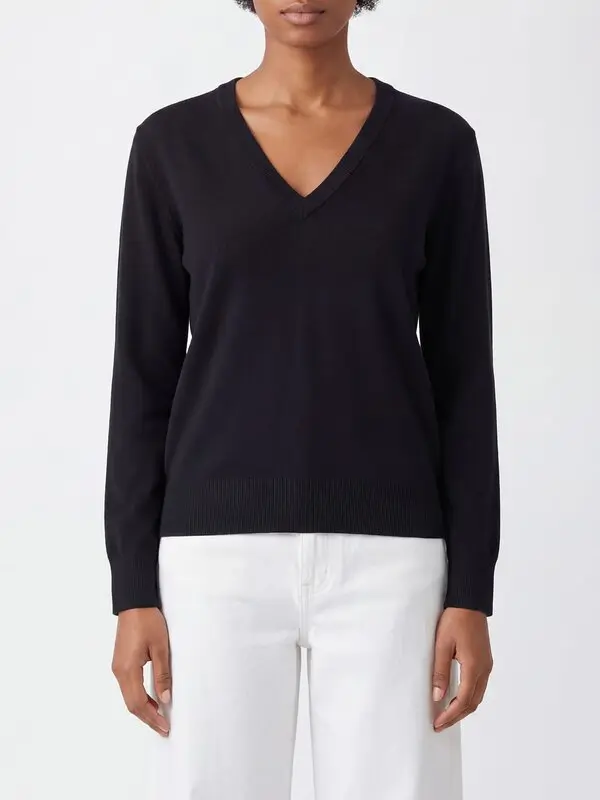 Vince V-neck Cotton-blend Jumper With Long Sleeves - Blue