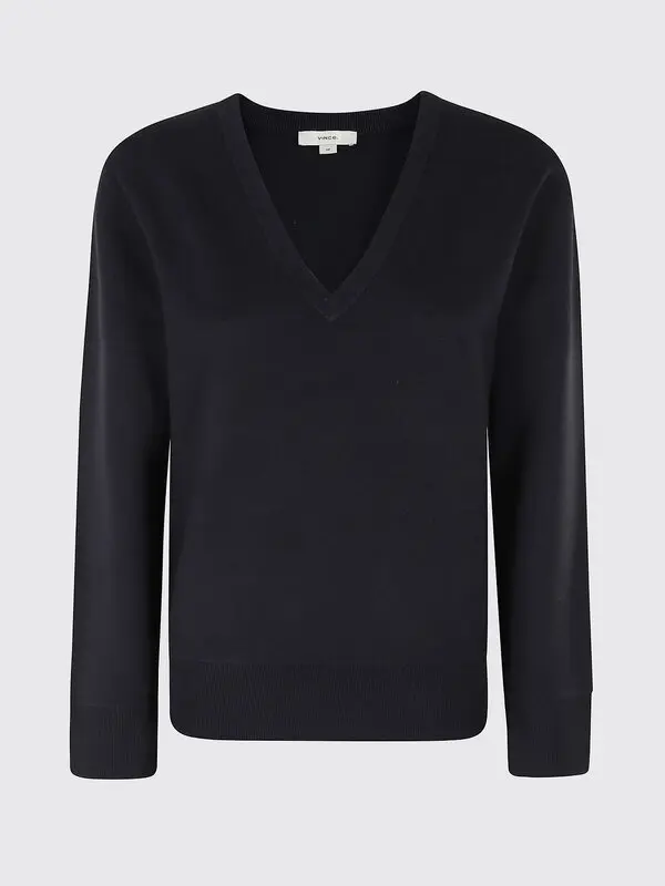 Vince V-neck Cotton-blend Jumper With Long Sleeves