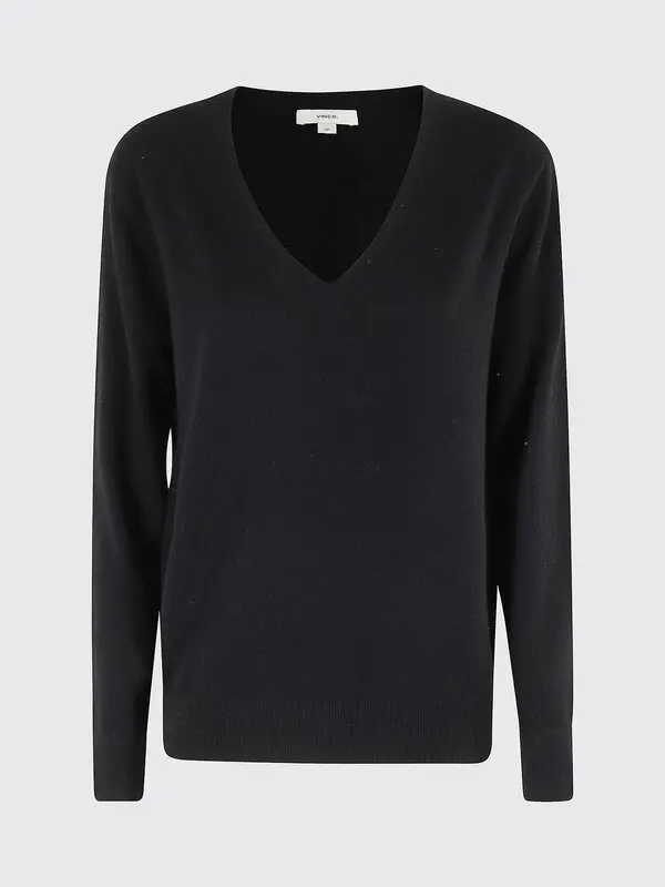 Vince Pure Cashmere V-neck Jumper With Long Sleeves - Black