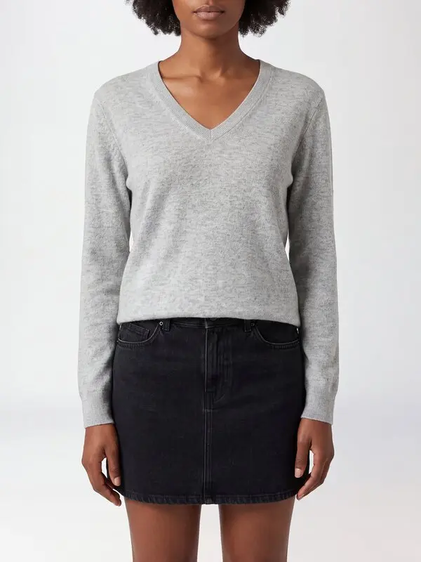 Vince Pure Cashmere V-neck Jumper With Long Sleeves - Grey