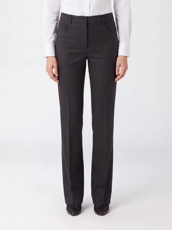 SEMICOUTURE Lined Fleece Wool 5-pocket Slim Fit Trousers - Grey
