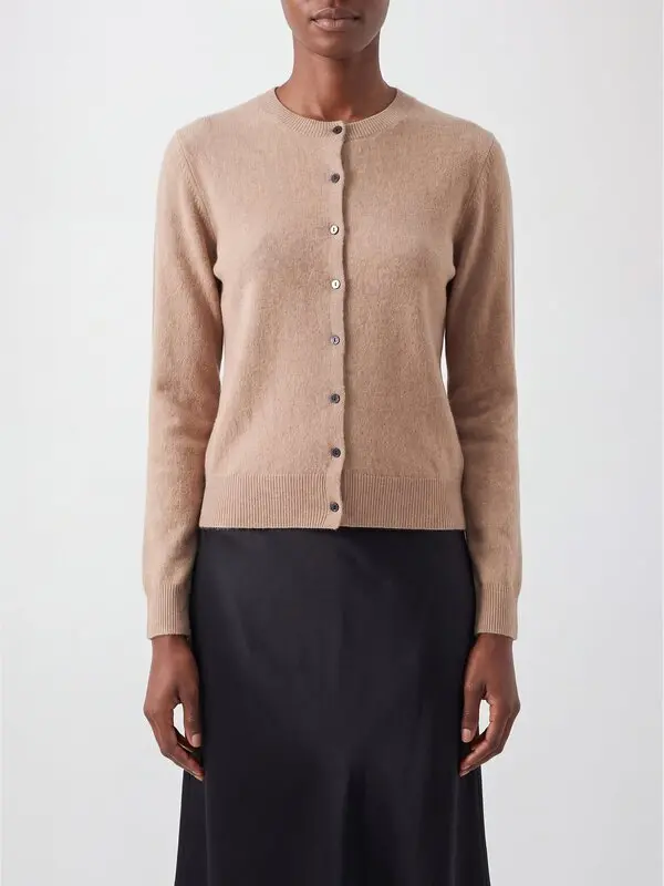 HERSKIND Crewneck Cardigan In Wool And Cashmere With Button Closure - Brown