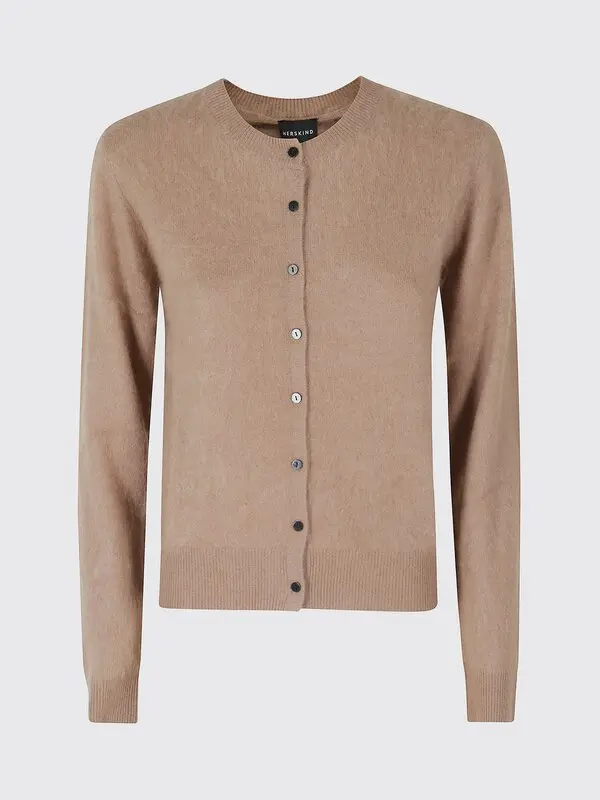 HERSKIND Crewneck Cardigan In Wool And Cashmere With Button Closure - Brown
