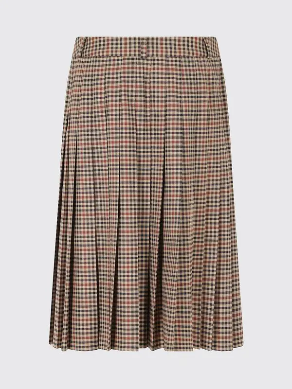 HERSKIND High-waisted Check Wool Pleated Wrap Mini Skirt With Buckle