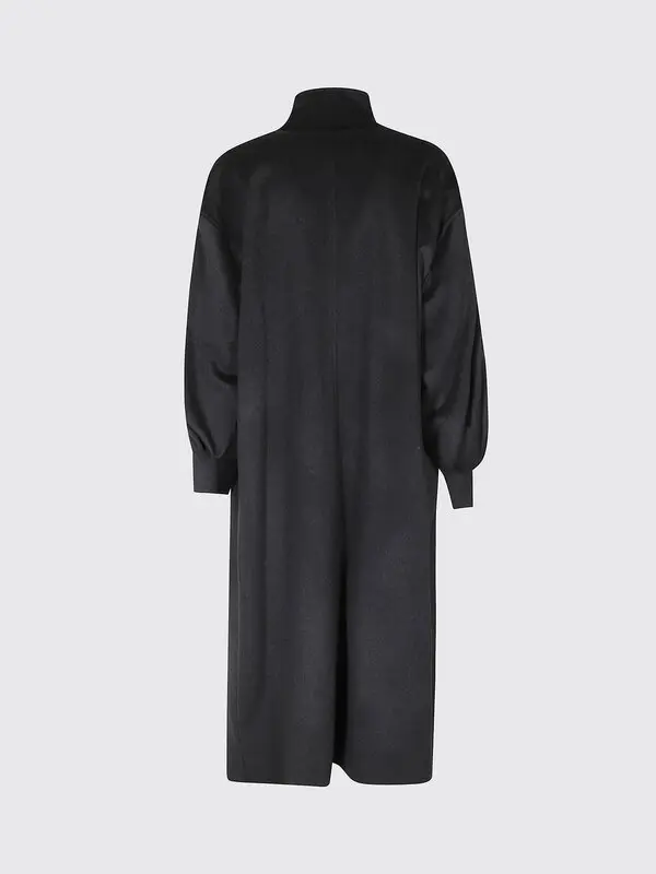 Federica Tosi Long Double-breasted Cashmere Coat With High Neck - Grey