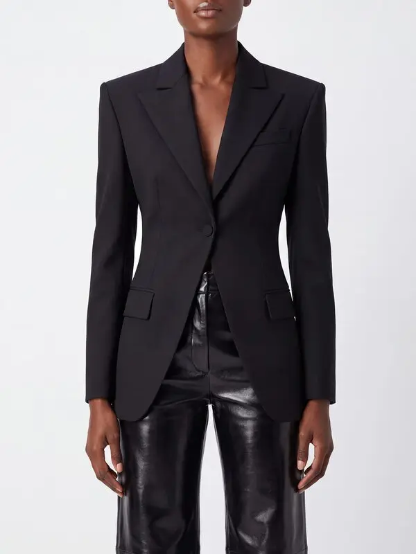 Giuseppe Di Morabito Single-breasted Cropped Blazer In Virgin Wool With Peak Lapels - Black