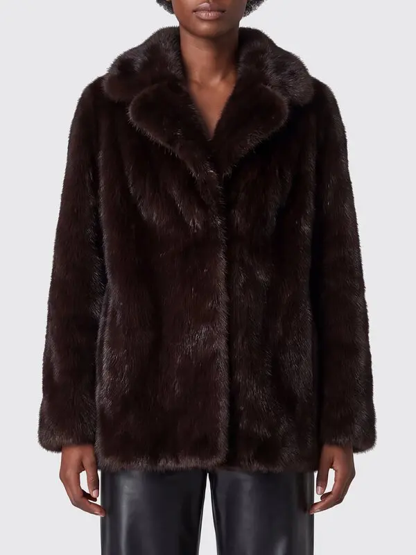 Giuseppe Di Morabito Faux Fur Coat With Classic Collar And Long Sleeves - Brown