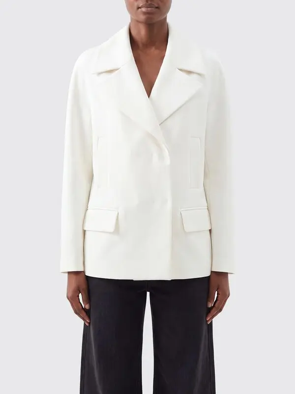 Federica Tosi Short Double-breasted 100% Cotton Coat With Lapels - Nude